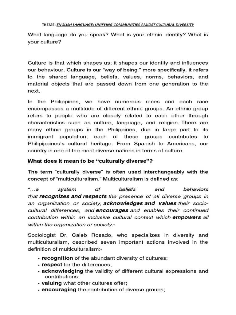 Extempo Piece | PDF | Multiculturalism | Cultural Diversity