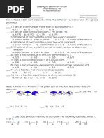 Grade 7 Fraction Test | PDF | Fraction (Mathematics) | Mathematical Objects