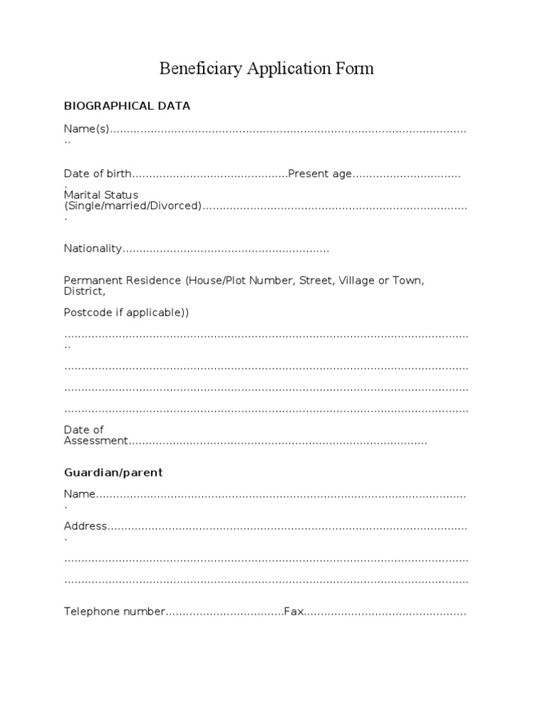 Beneficiary Application Form NEW | PDF | Microfinance | Loans