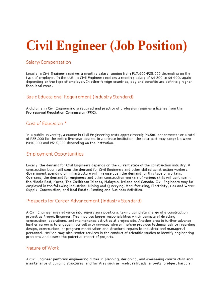 Civil Engineer | PDF | Engineering | Civil Engineering