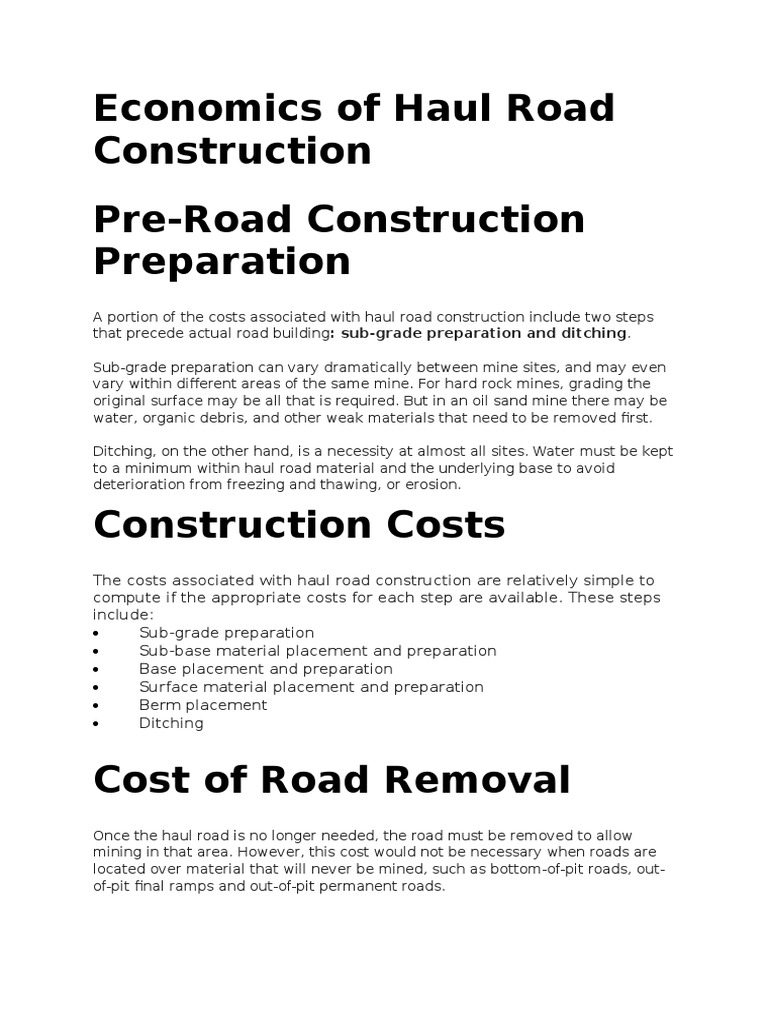 Economics of Haul Road Construction | PDF | Road | Transport