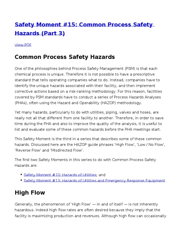 Safety Moment 15 Common Process Safety Hazards Part 3 | PDF | Pump ...
