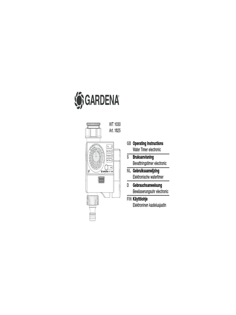 SG Gardena Timer Manual | PDF | Tap (Valve) | Screw