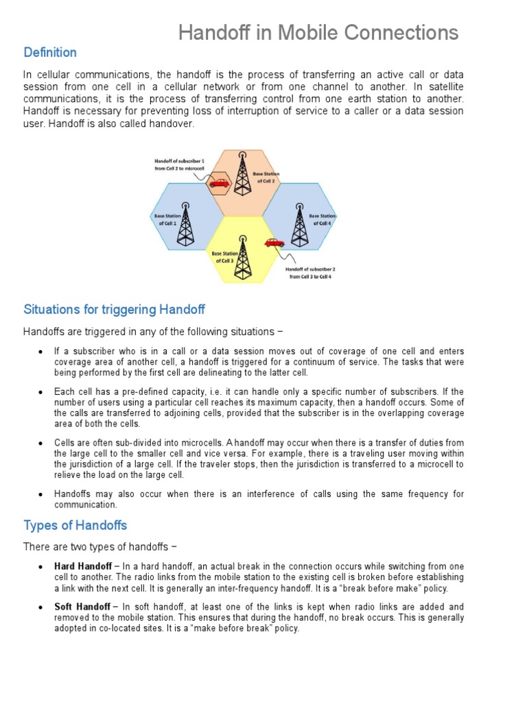 Handoff in Mobile Connections | PDF | Cellular Network | Computer Networking