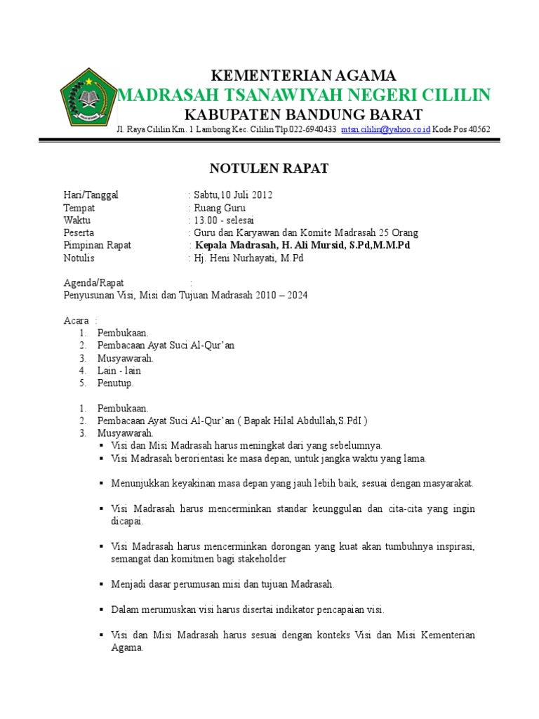 Dokumen - Tips - Notulen Rapat Visi Misidoc | PDF