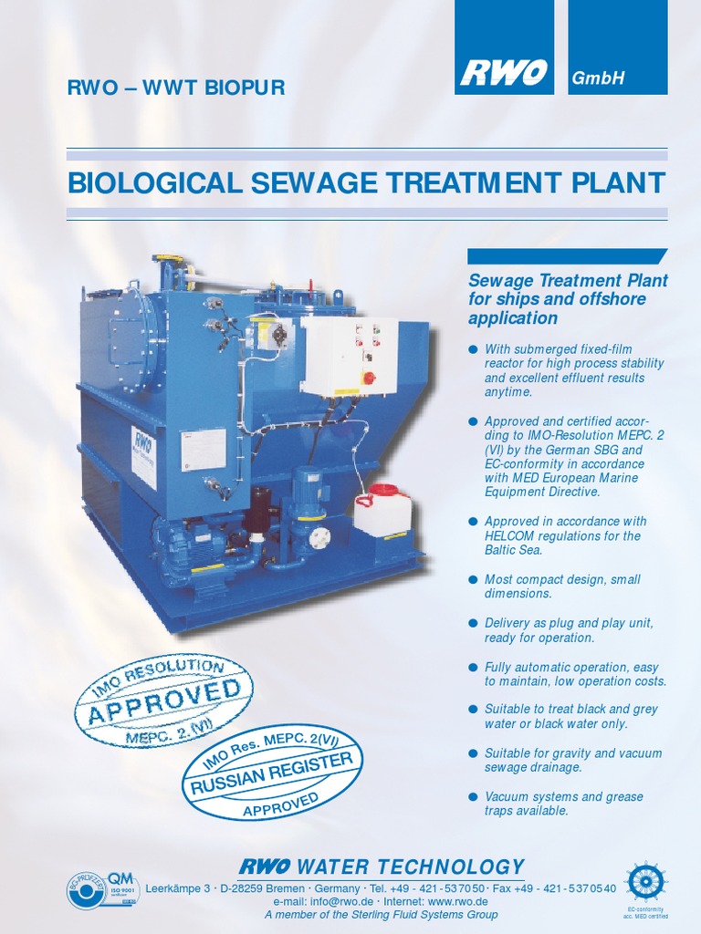 WWT BIOPUR Gen. Brochure 10 - 1,025 Persons | PDF | Sewage Treatment ...