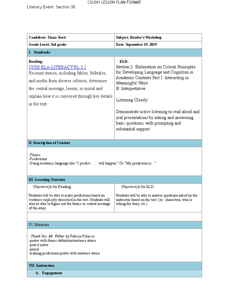 3rd Grade Theme Lesson Plan-Ms Scott | PDF | Lesson Plan | Literacy
