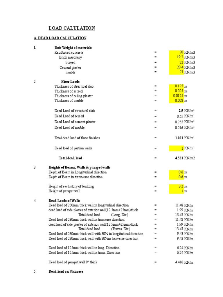 Structural Load Calculation Guide | PDF | Stairs | Architectural Elements