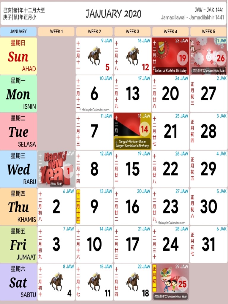 Kalendar Tahun 2020 | PDF