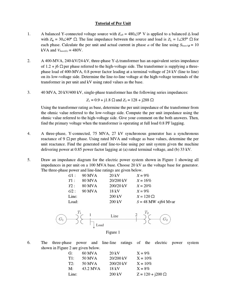 Tutorial 1 Per Unit PDF | PDF | Transformer | Electrical Impedance