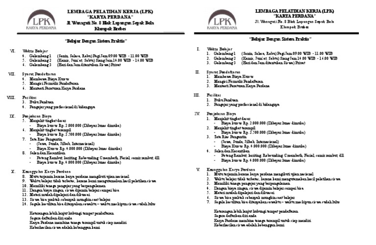 Brosur LPK Karya Perdana | PDF