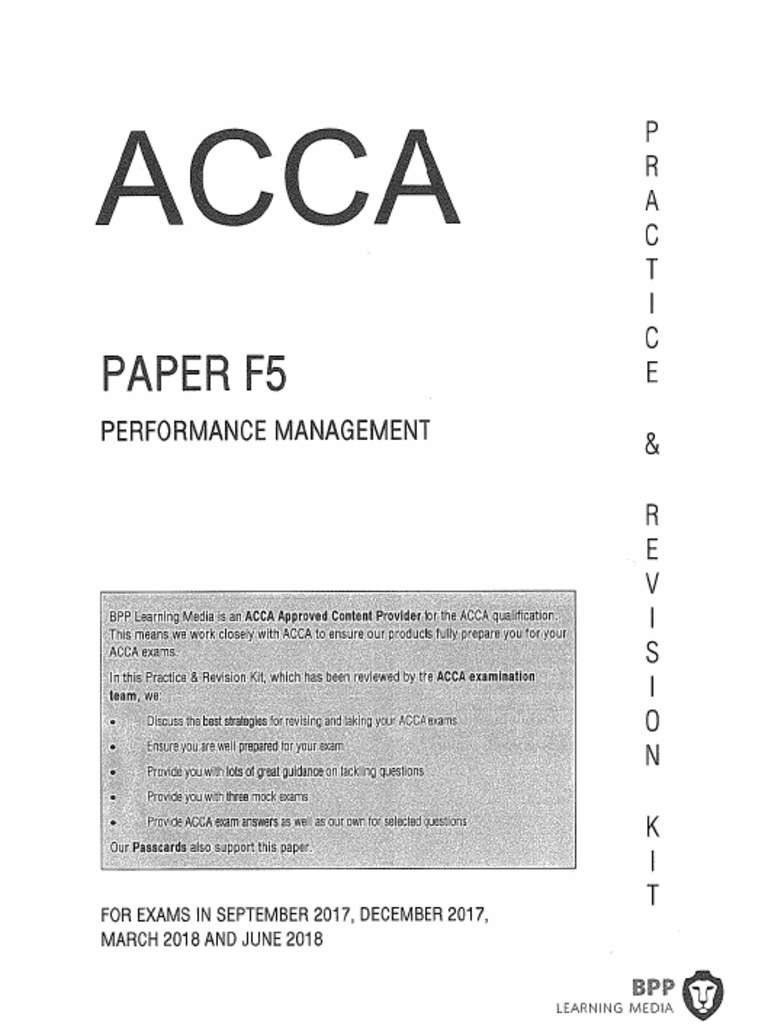 BPP-PERFORMANCE-MANAGEMENT-2018-Revision Kit PDF | PDF