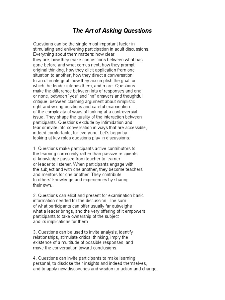 Mastering the Art of Effective Questions | PDF | Question | Idea