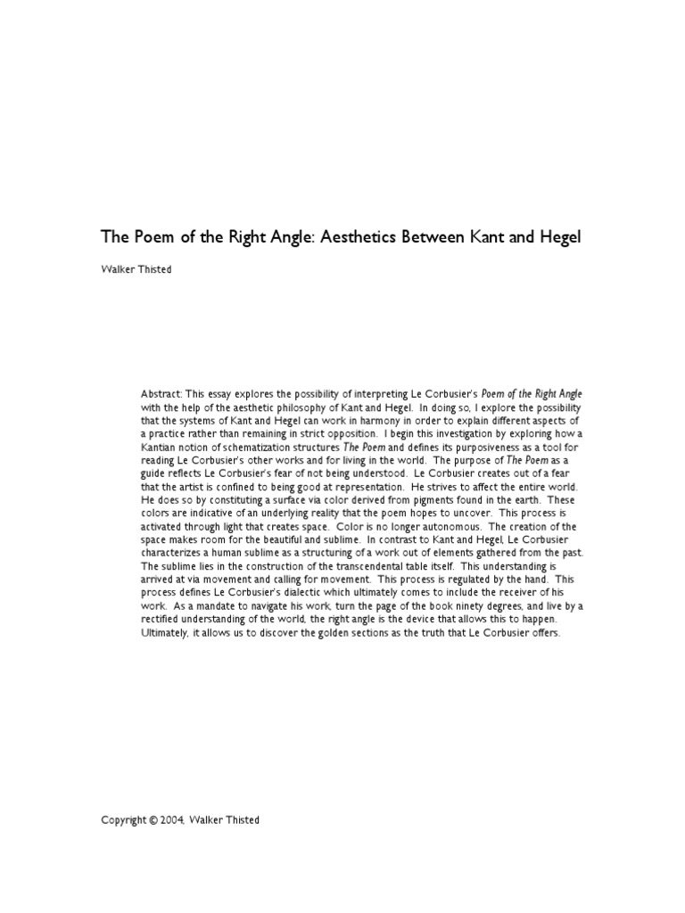 The Poem of The Right Angle | PDF | Immanuel Kant | Georg Wilhelm ...