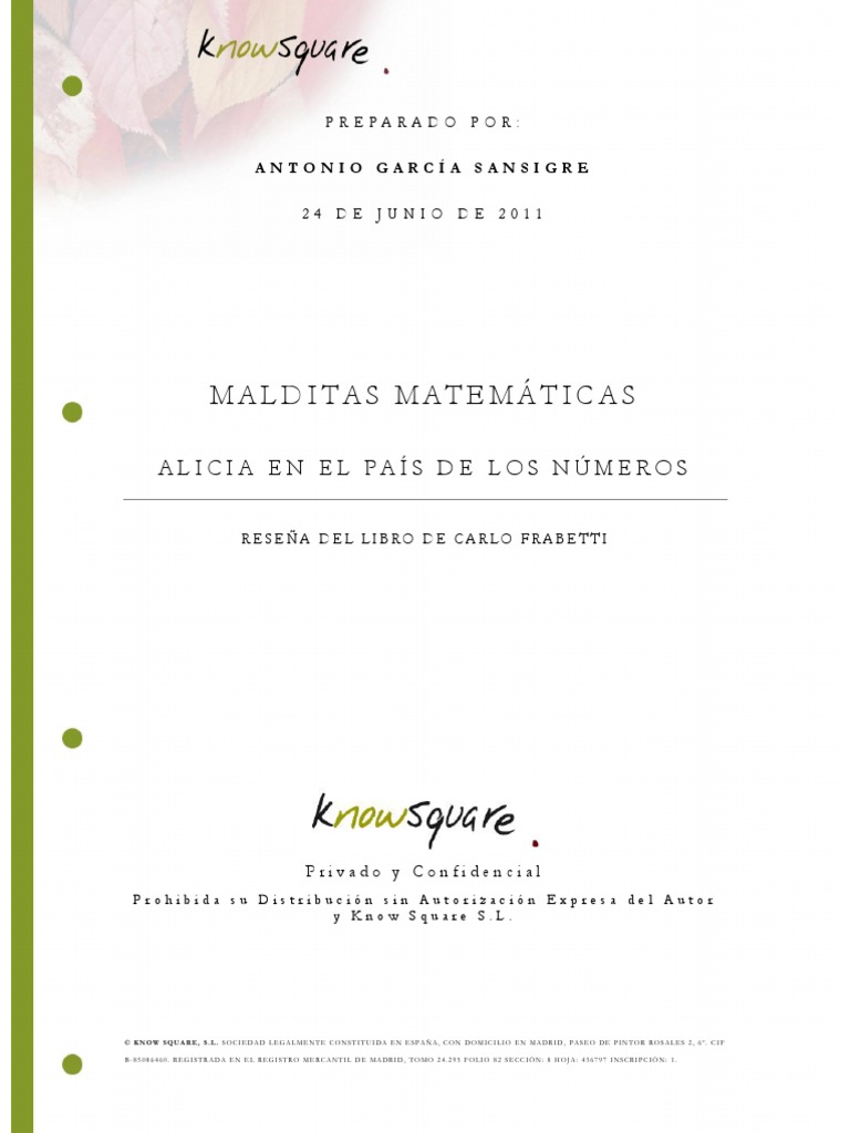 Malditas Matemáticas. Alicia en El País de Los Números | PDF | Las ...