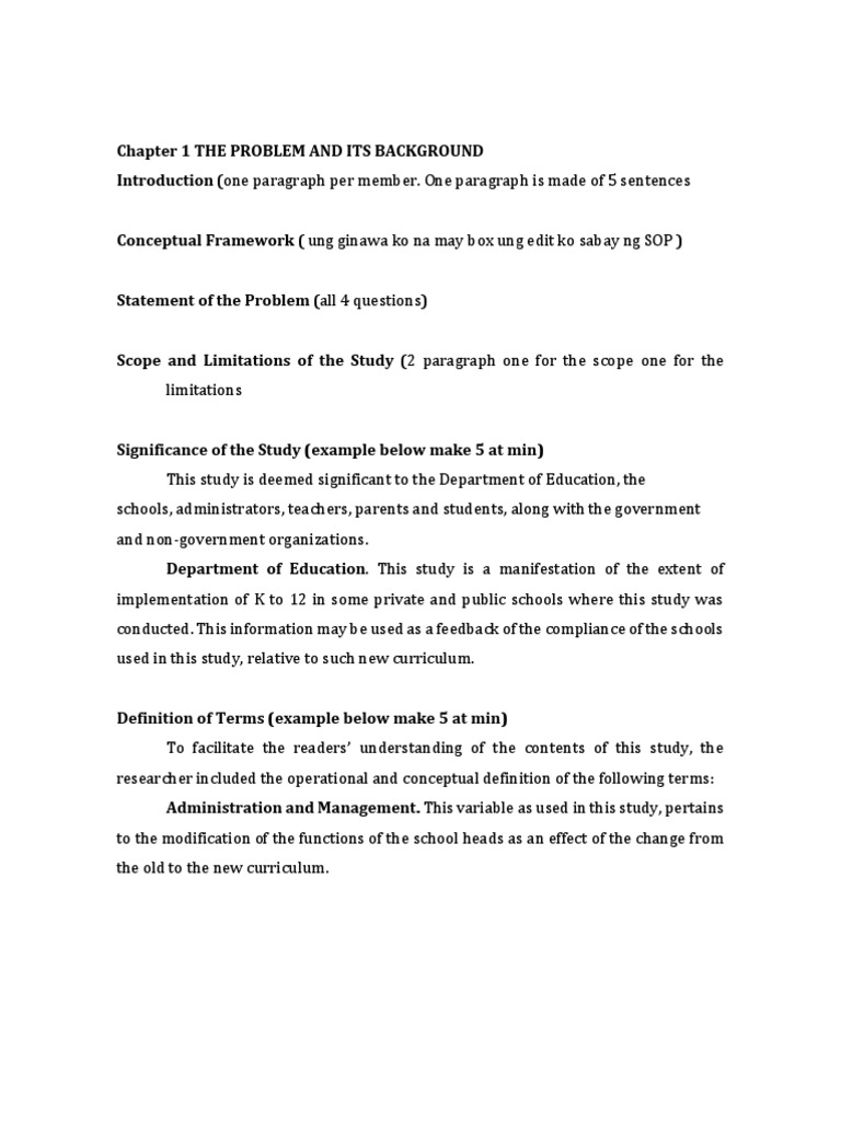 Chapter 1 THE PROBLEM AND ITS BACKGROUND | PDF | Qualitative Research ...