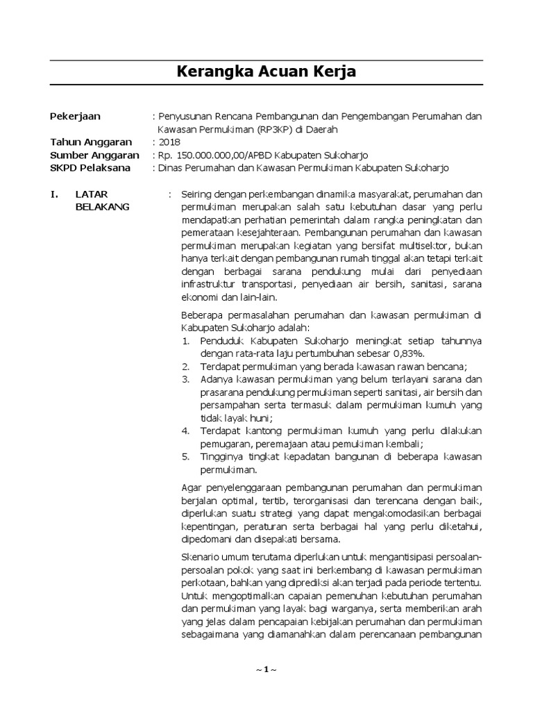 Review RP3KP Kabupaten Sukoharjo 2018 | PDF