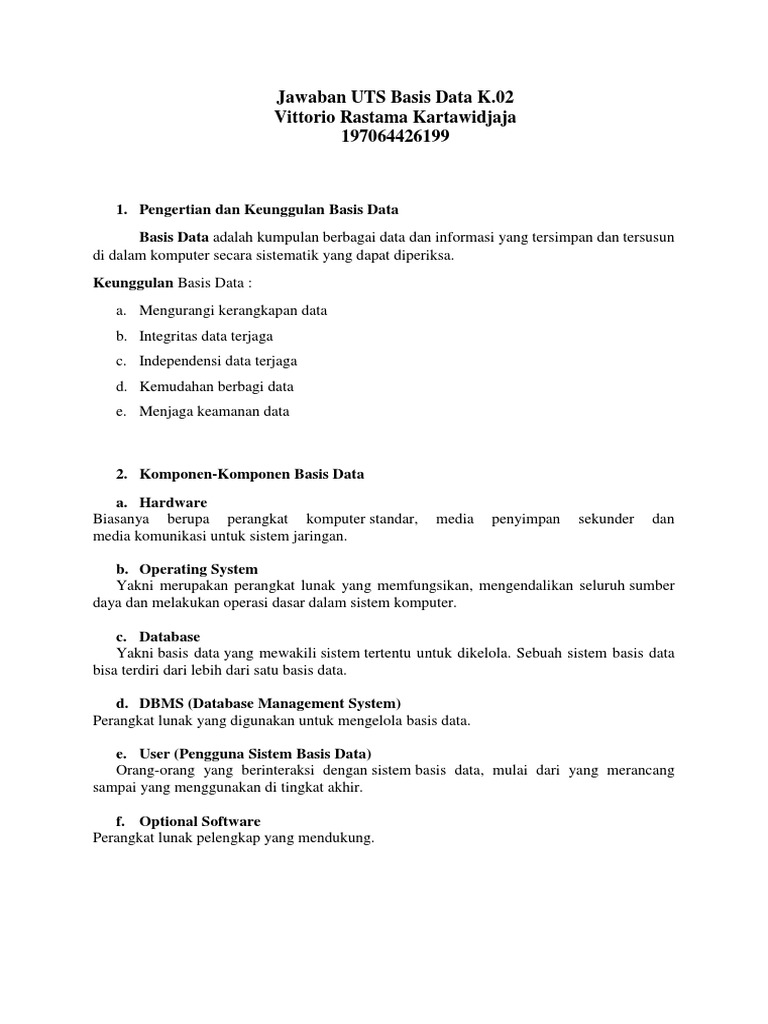 Jawaban UTS Basis Data | PDF
