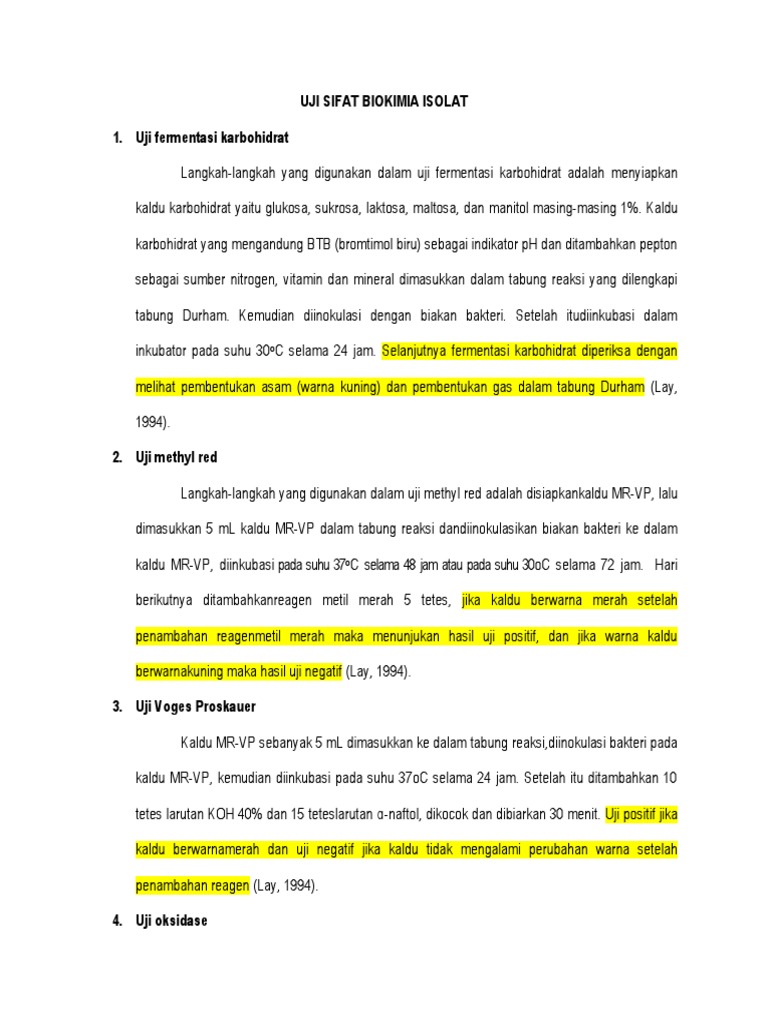 METODE UJI BIOKIMIA UNTUK IDENTIFIKASI BAKTERI | PDF