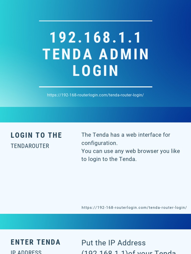 192.168.1.1 Tenda Admin Login | PDF