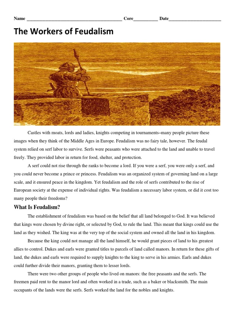 Reading Handout - The Workers of Feudalism | PDF | Serfdom | Feudalism