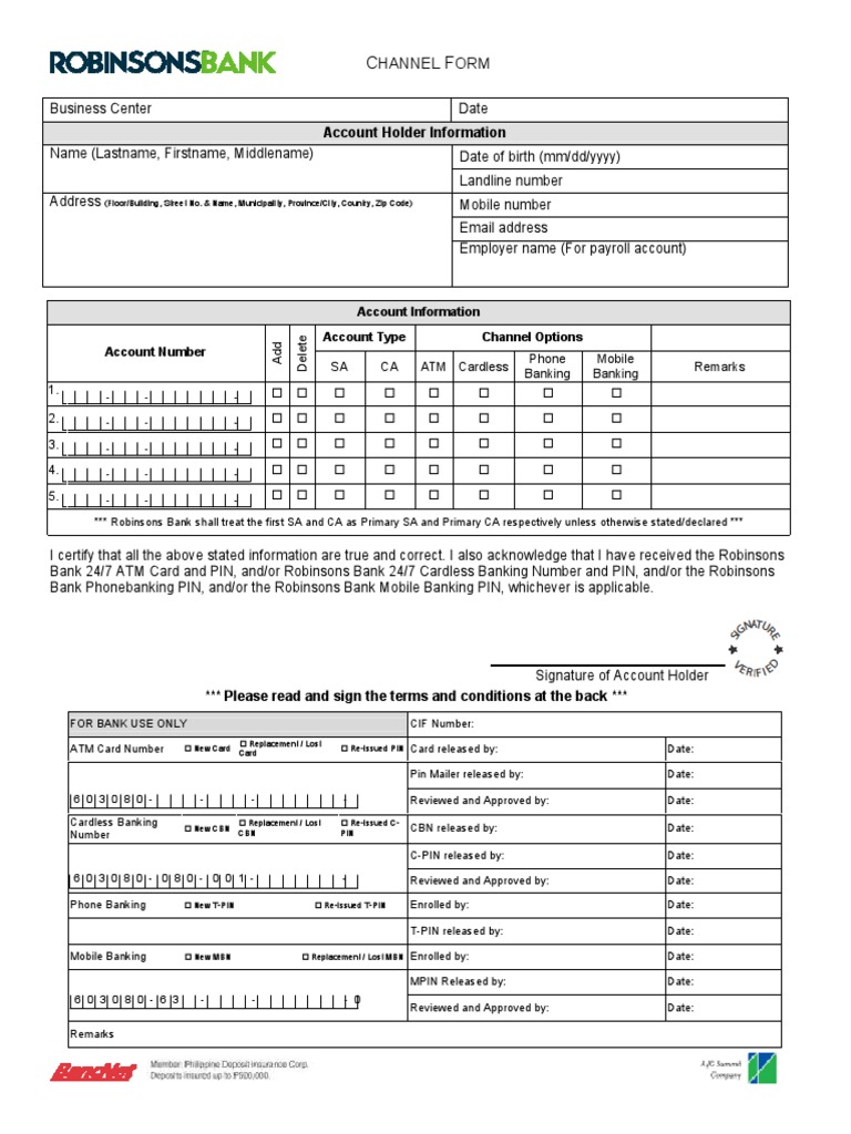 RWALLET Channel Form | PDF | Personal Identification Number | Automated ...