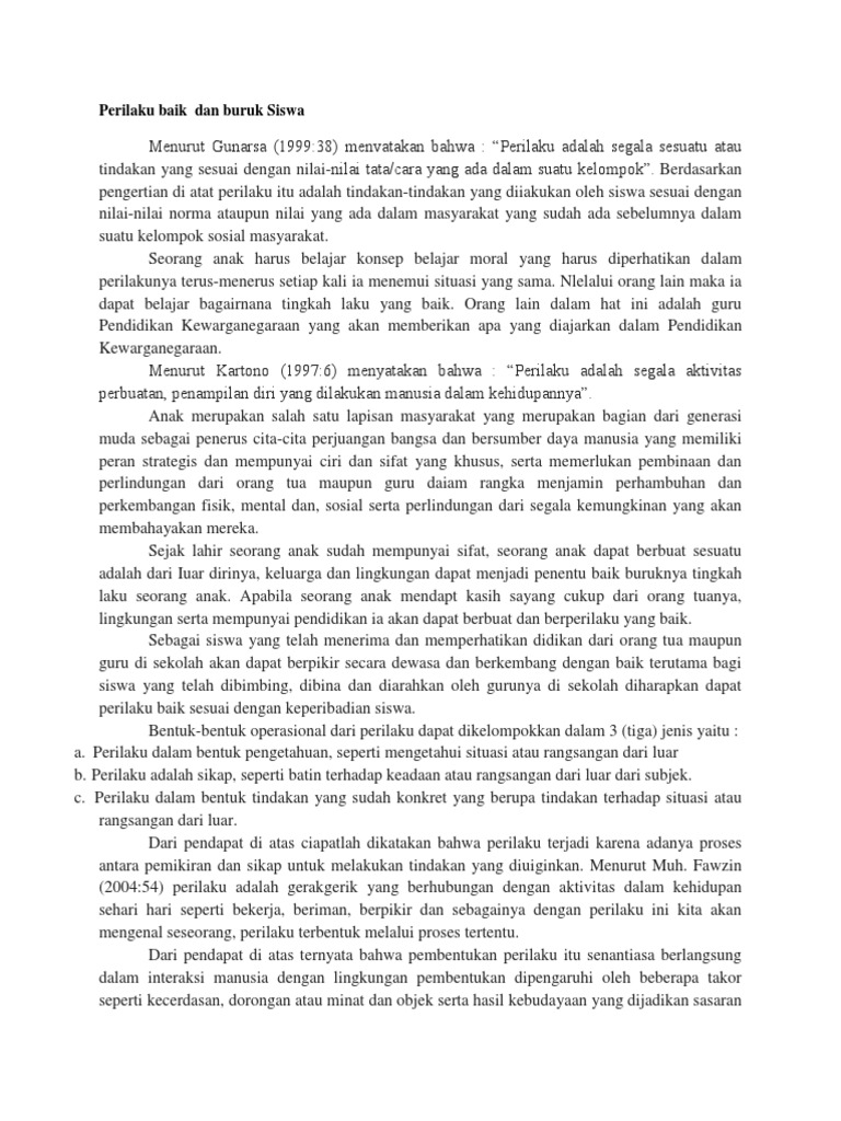 Contoh Perilaku Baik & Buruk Siswa | PDF