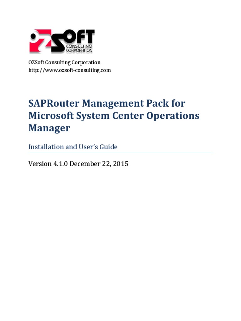 SAPRouter Management Pack Installation and User's Guide | PDF ...