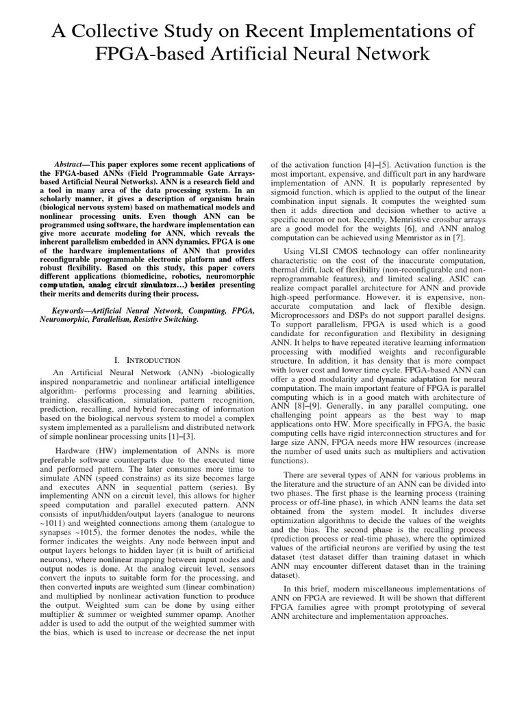 Fpga Based Artificial Neural Network Pdf Artificial Neural Network Field Programmable Gate
