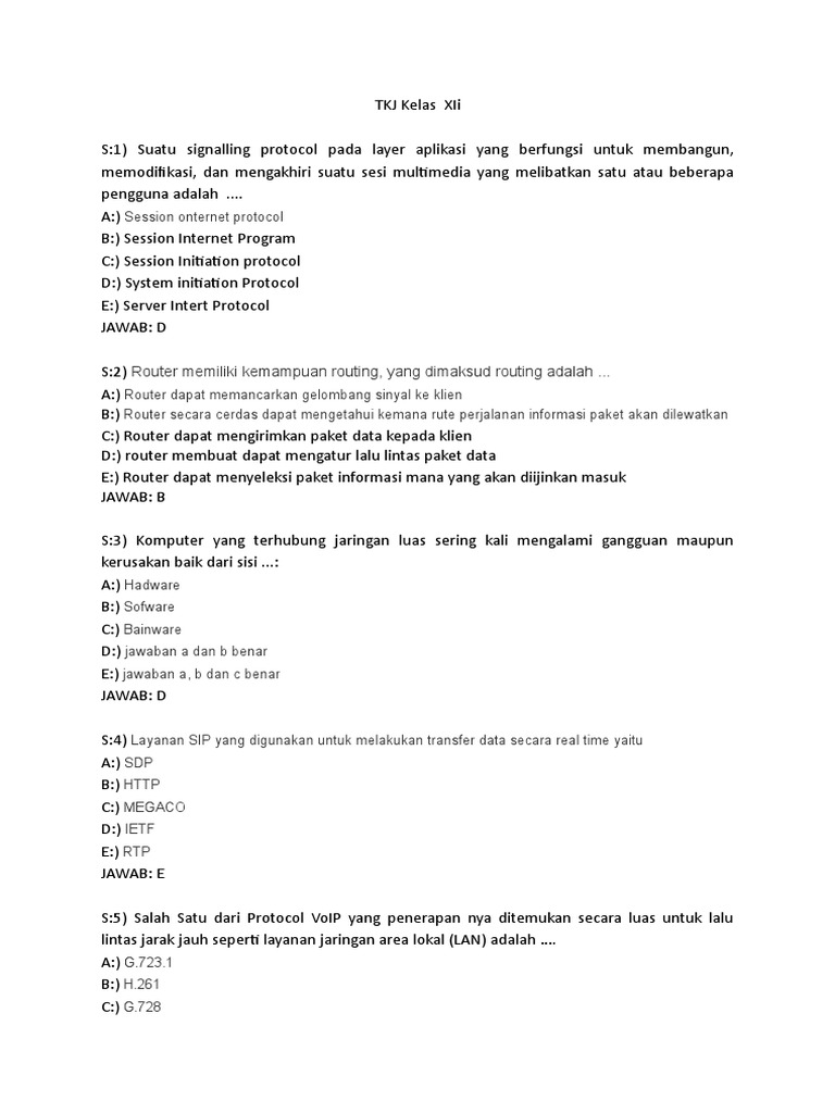 SOal TKJ Kelas XII | PDF | Komputer