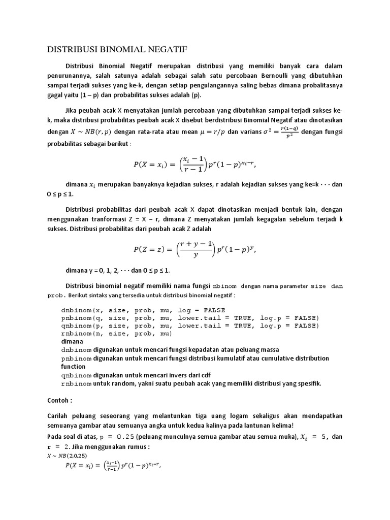 Distribusi Binomial Negatif | PDF