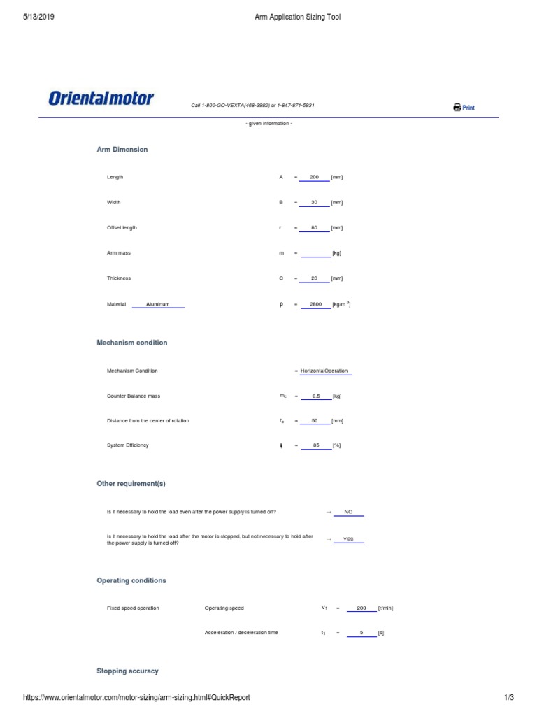 Arm Application Sizing Tool | PDF | Physical Quantities | Mechanics