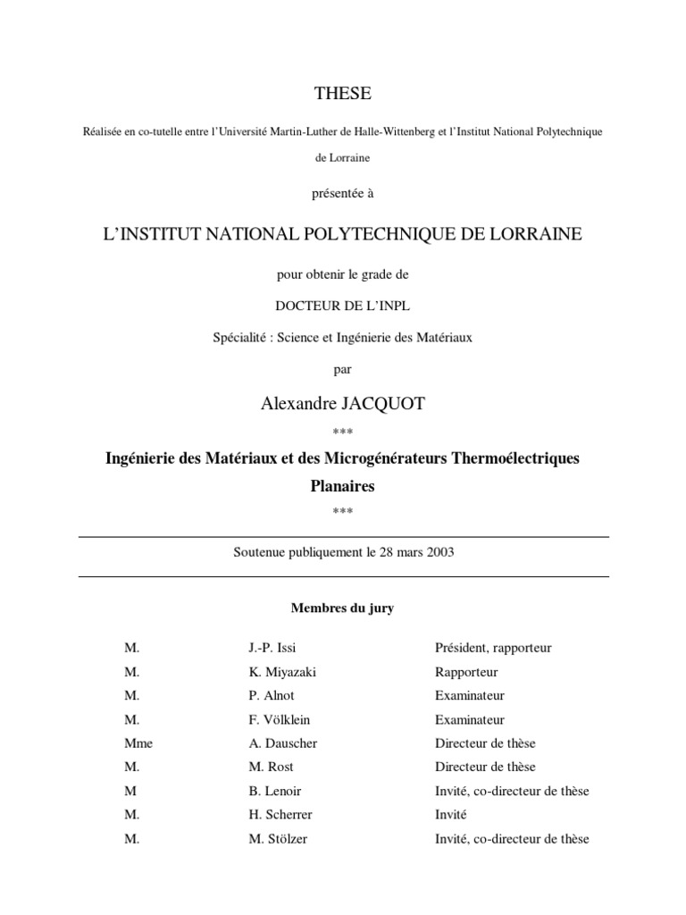 These Alexandre Jacquot XVII | PDF | Semi-conducteurs | Chimie physique