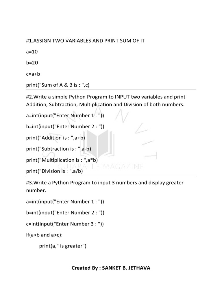 All Programs of Python PDF | PDF | Network Socket | Port (Computer ...