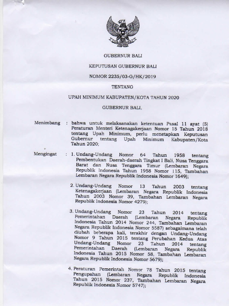 SK UMK Bali 2020 | PDF