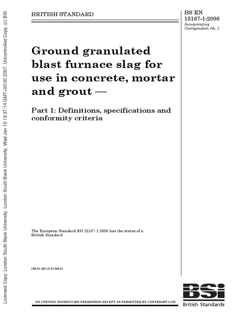 BS en 15167 1 2006 PDF | PDF | Cement | Building Materials