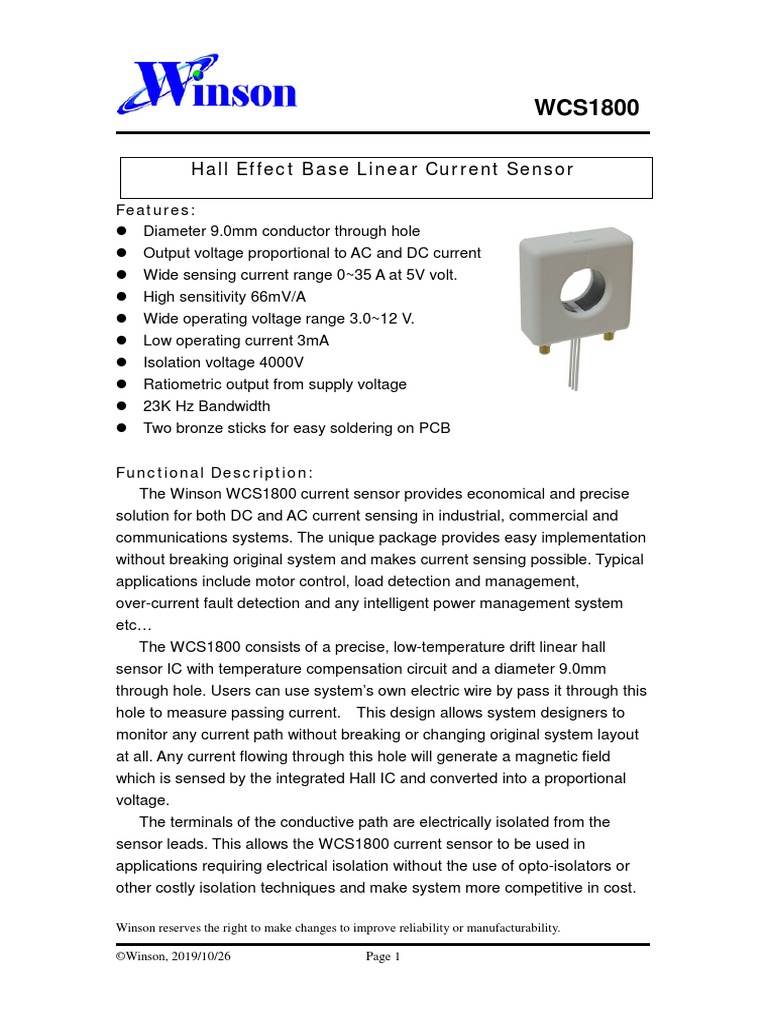 WCS1800 PDF | PDF | Sensor | Voltage