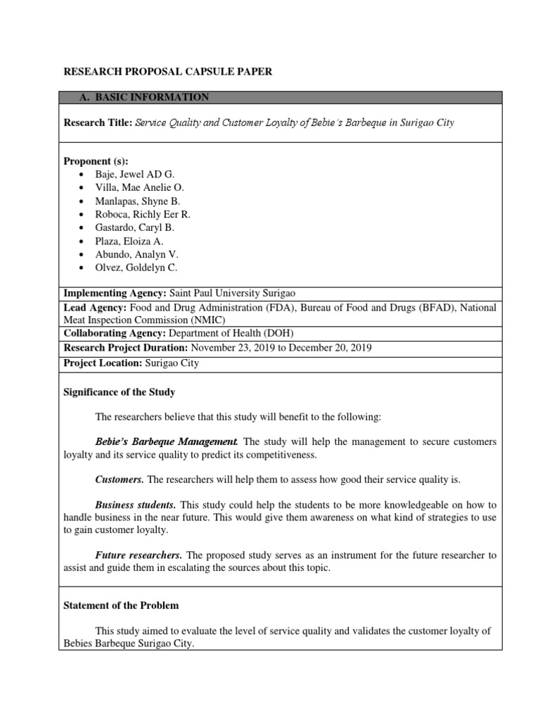 RESEARCH PROPOSAL CAPSULE PAPER Group 4 1 | PDF | Data Analysis ...