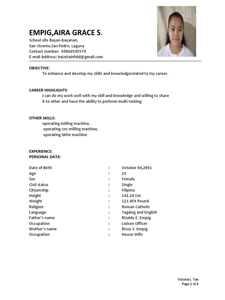 Resume Sample | PDF | Philippines