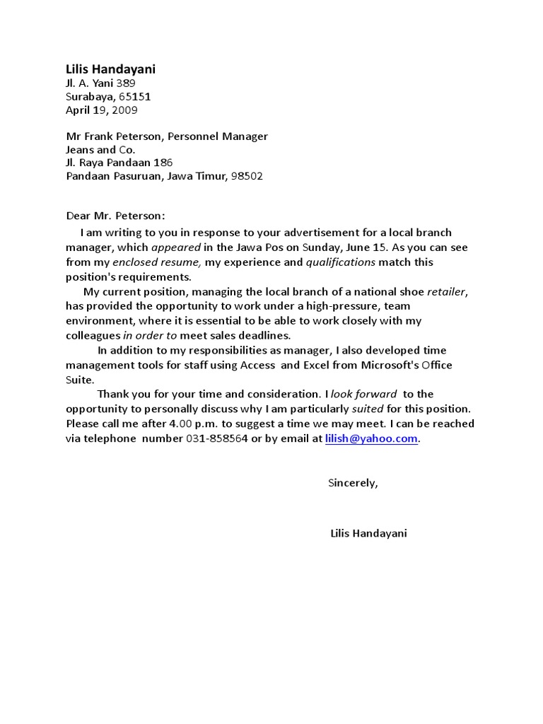 Examples of Application Letter | PDF | Application Software | Computing