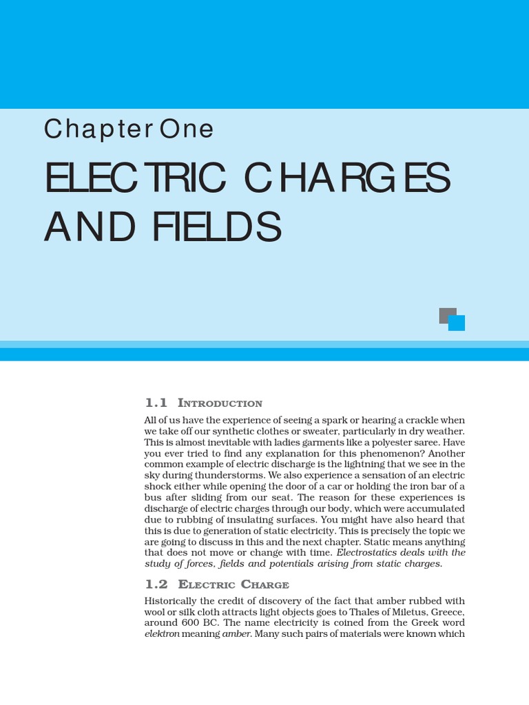 NCERT Class 12 Physics Electric Charges and Fields | PDF | Electric Charge | Electromagnetism