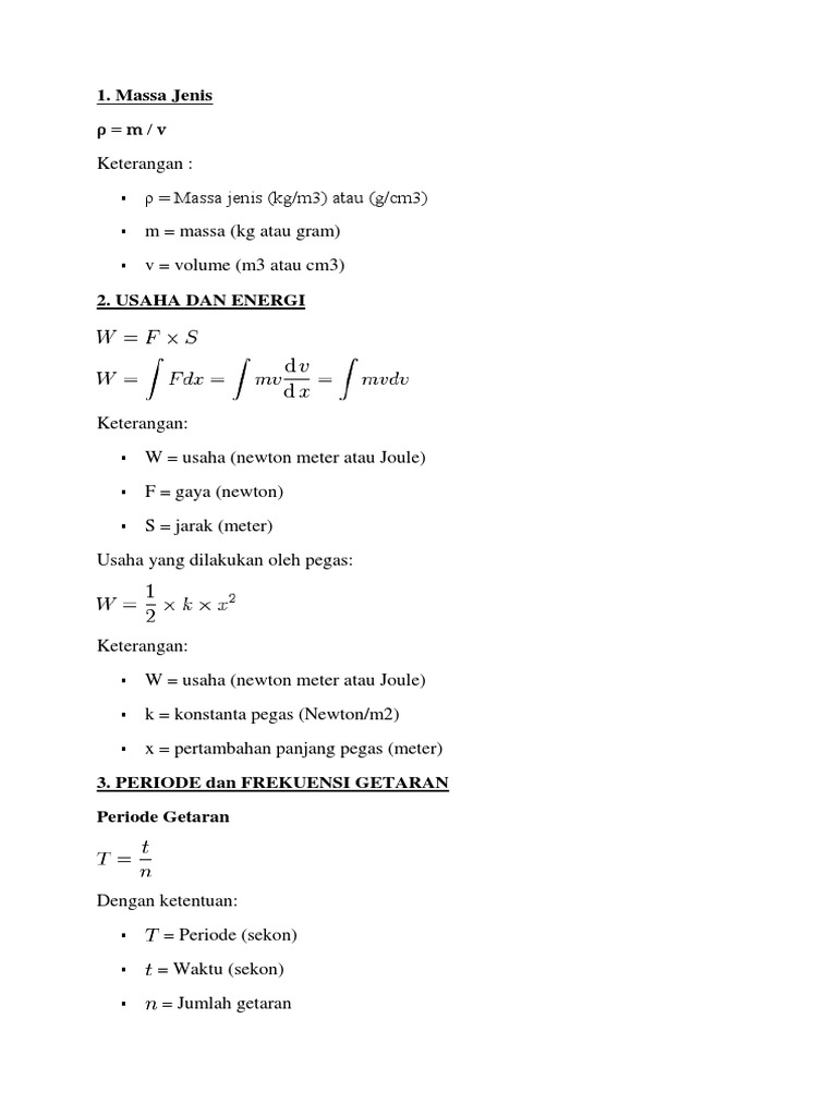 Rumus Dasar Fisika dan Aplikasinya | PDF | Sains & Matematika