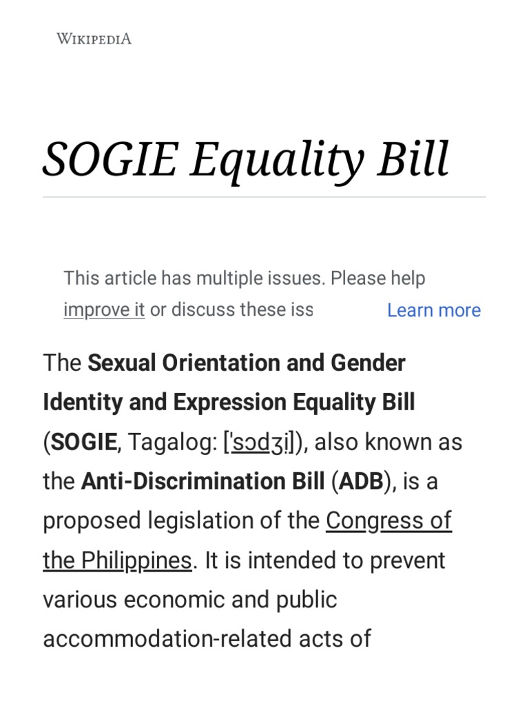 Sogie Equality Bill Pdf Philippines Government