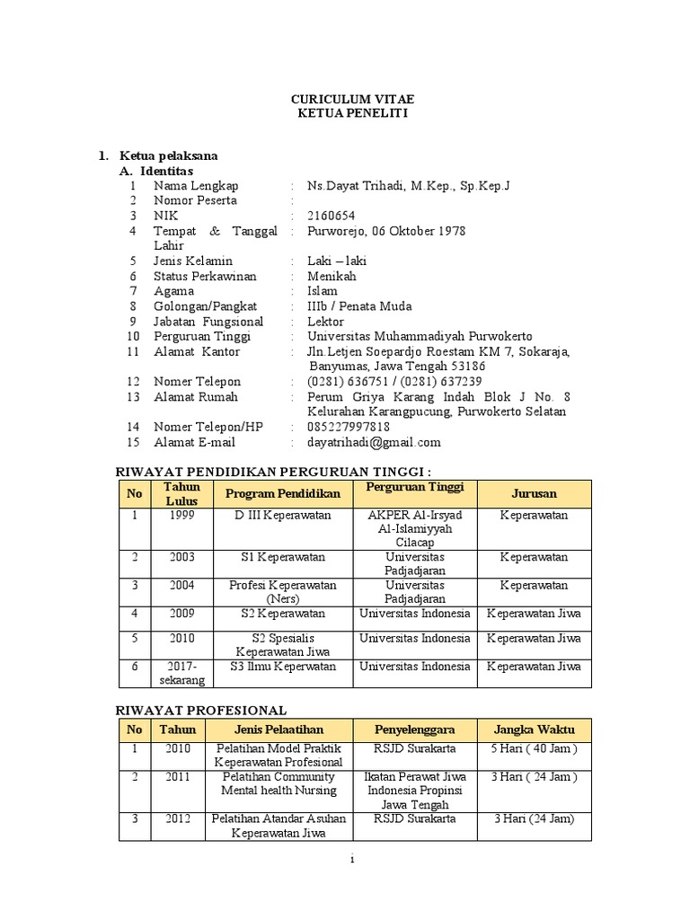 CV Dayat Trihadi | PDF