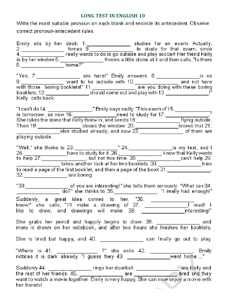 Long Test in English 10 - 3RD Quarter | PDF