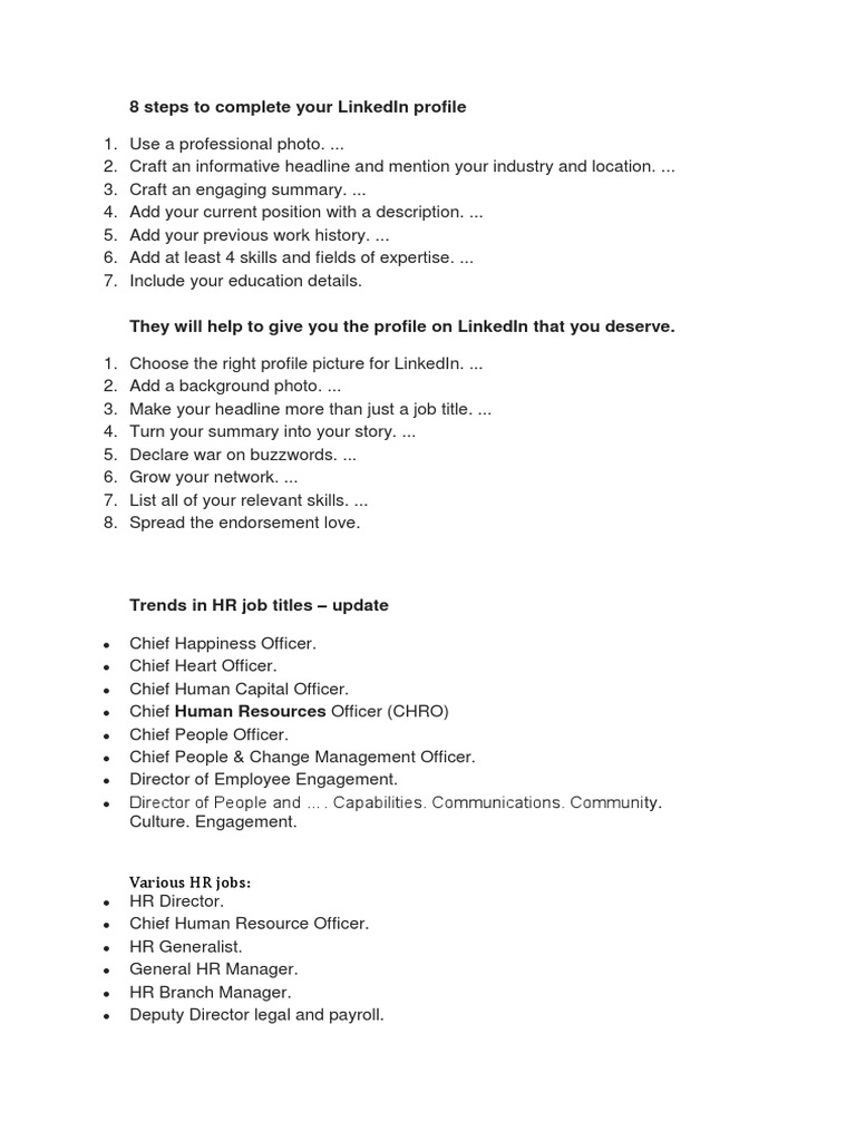 8 Steps To Complete Your LinkedIn Profile | PDF | Linked In | Human ...