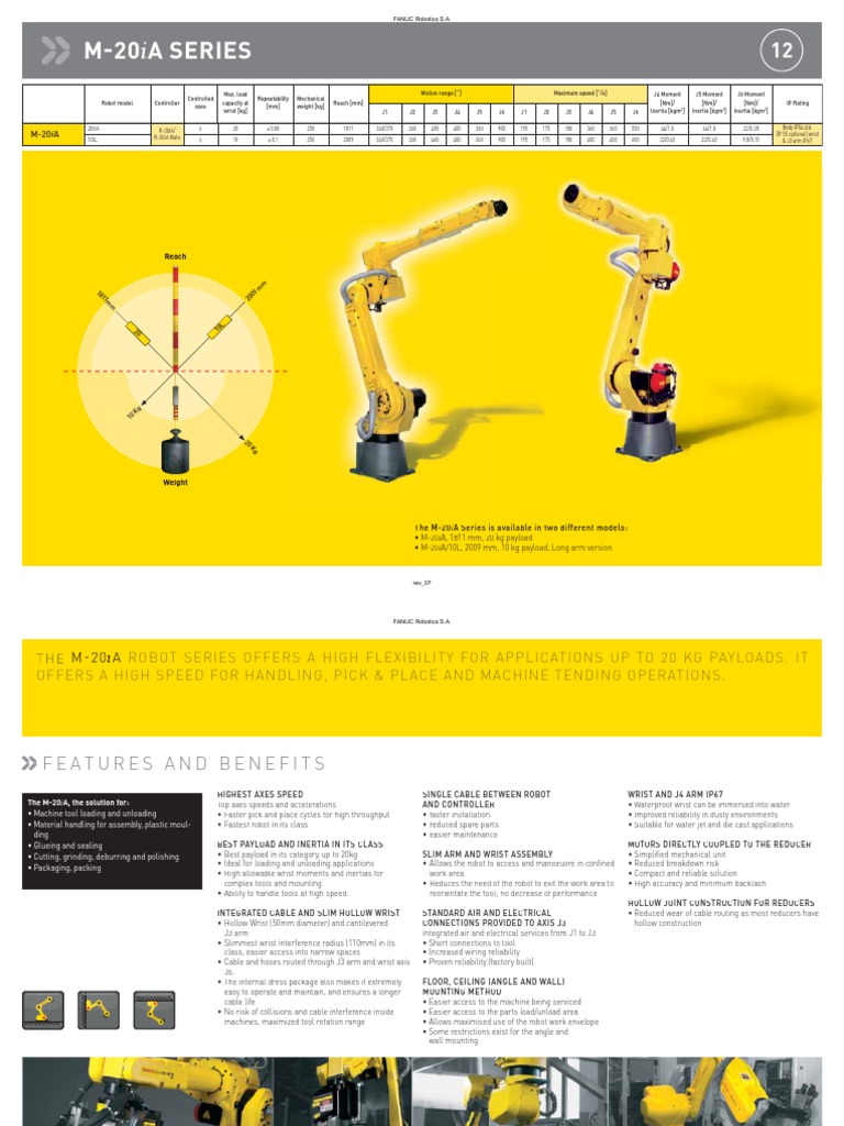 525 Fanuc M 20ia Robot Adatlap | PDF | Mechanical Engineering | Nature