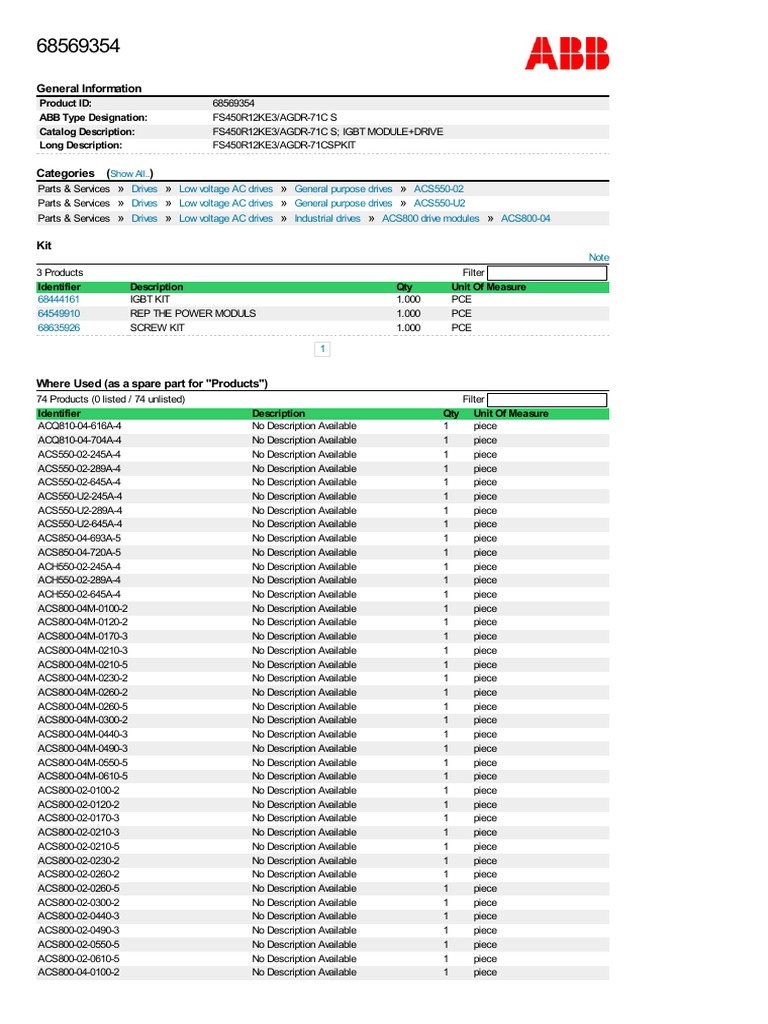 ABB 68569354 Sheet | PDF | Electric Power | Electronic Engineering