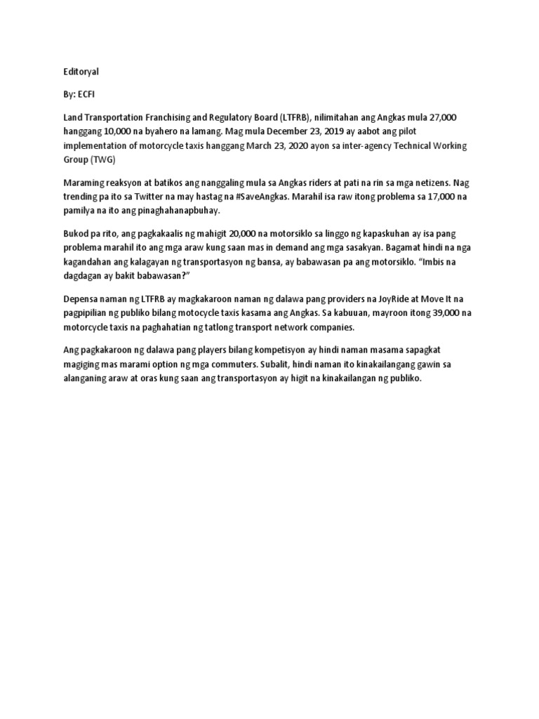 Halimbawa NG Editoryal | PDF