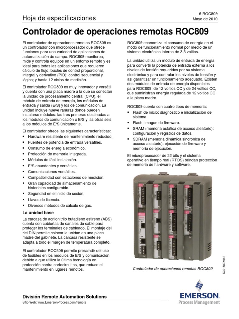 Hoja de Datos Del Producto Roc809 Roc809 Remote Operations Controller ...